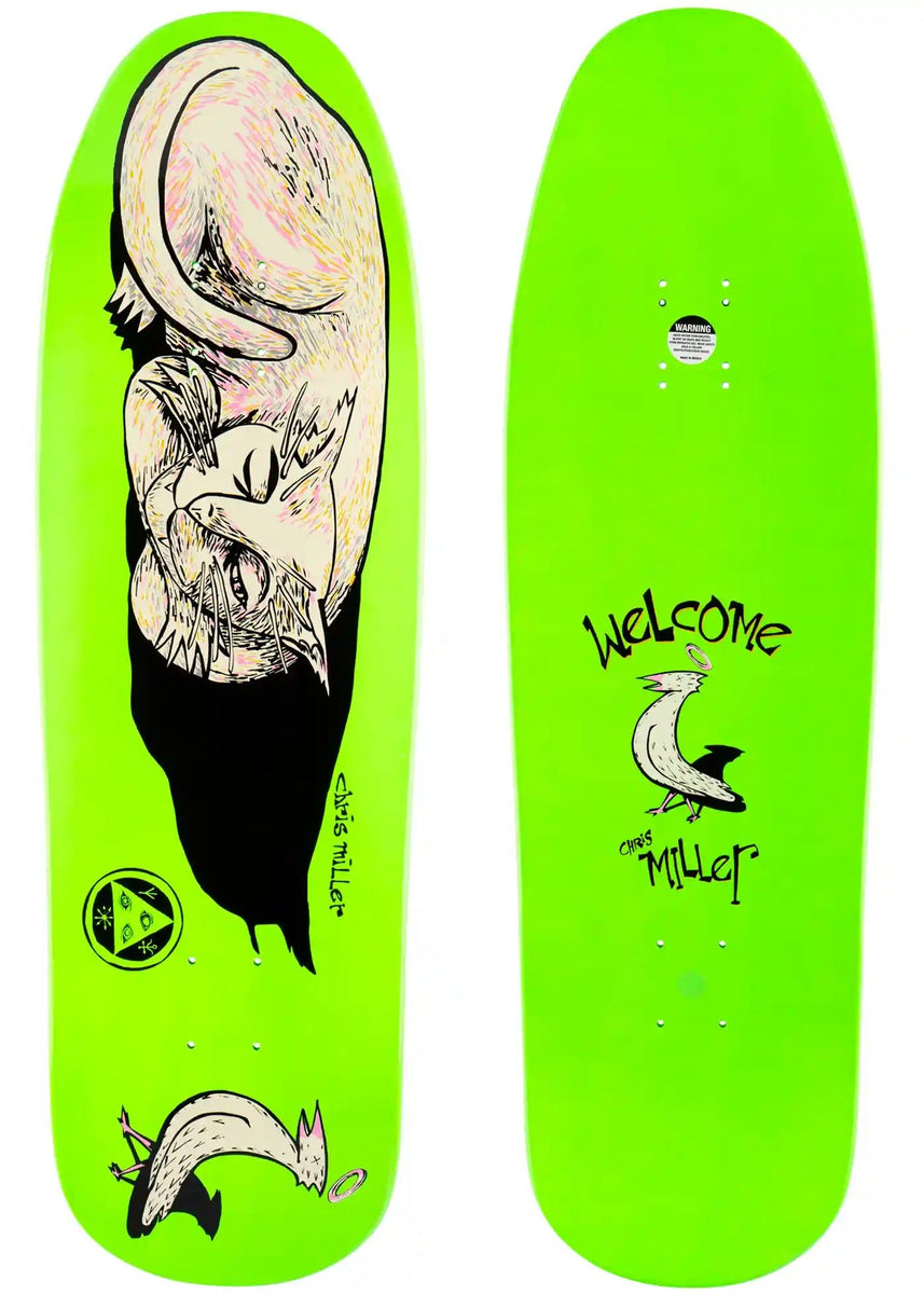 Welcome Miller Sleeping Cat On Gaia 9.6 Deck Neon Green Dip – Freedom ...